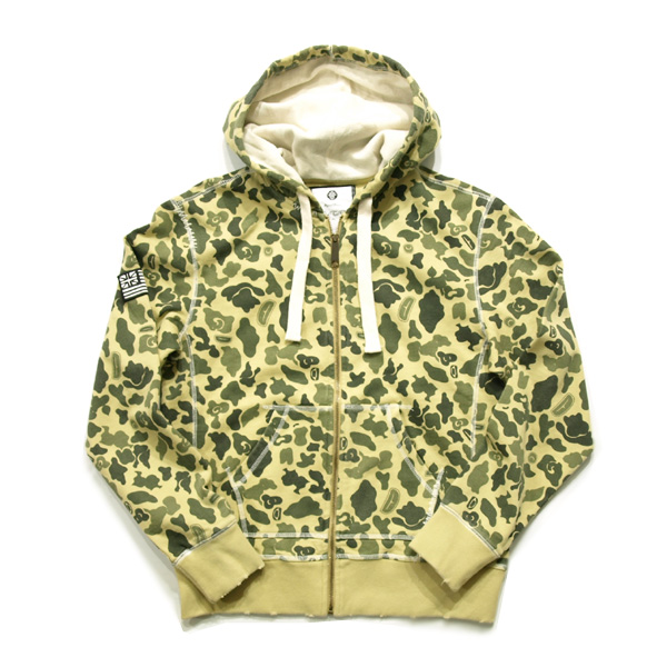 UNDER TWO FLAGS アンダートゥーフラッグス オリジナルカモ柄 ジップアップパーカー ヴィンテージグリーンカモ T81H107 ...
